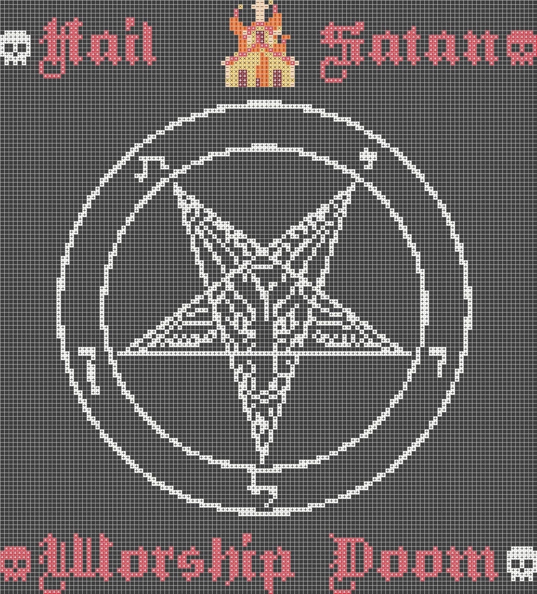 Hail Satan Worship Doom - Cross Stitch Pattern, DMC, Needlecraft - Etsy