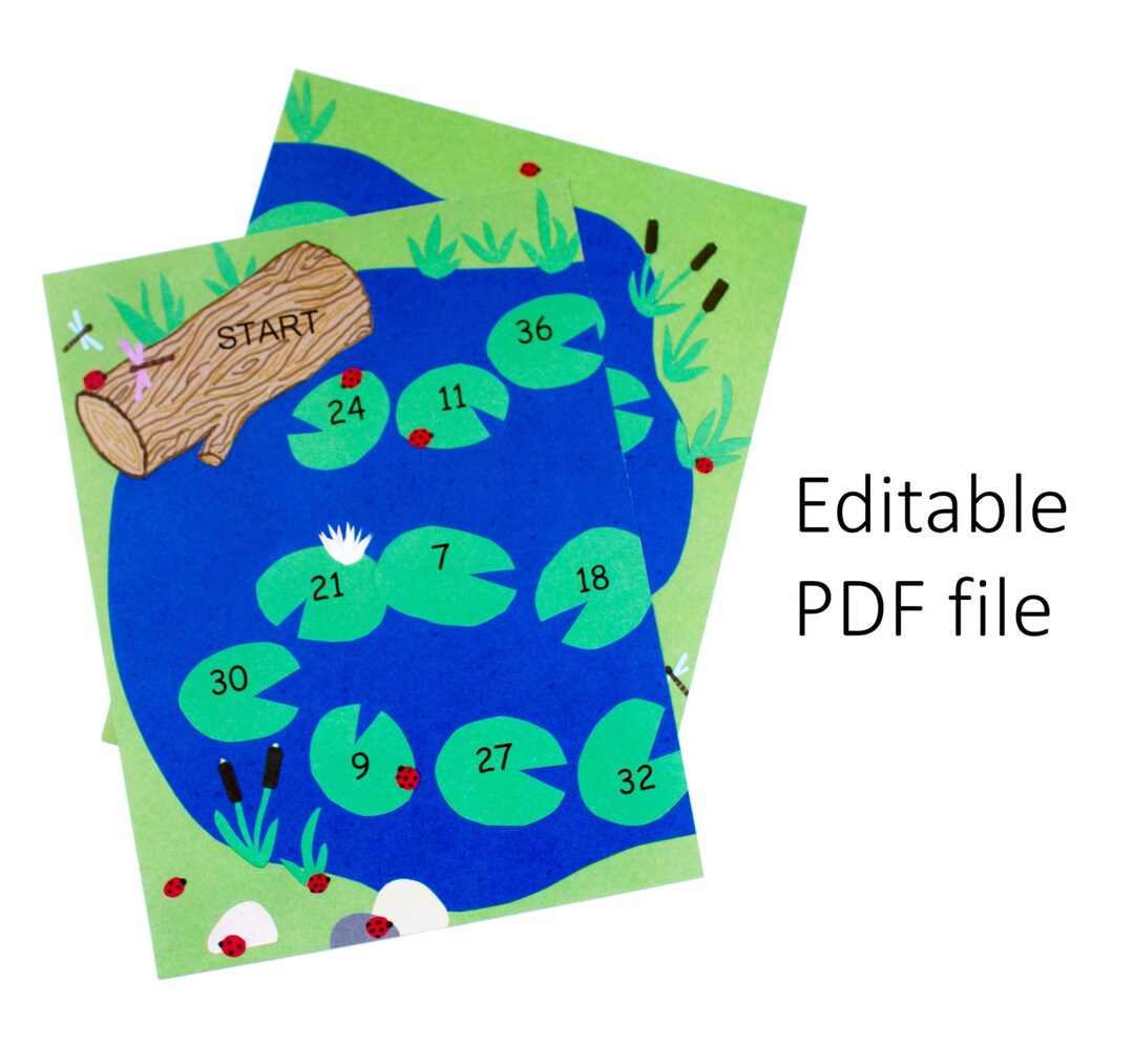 Preschool Printable Educational Game. Frog Game Board With Customizable ...