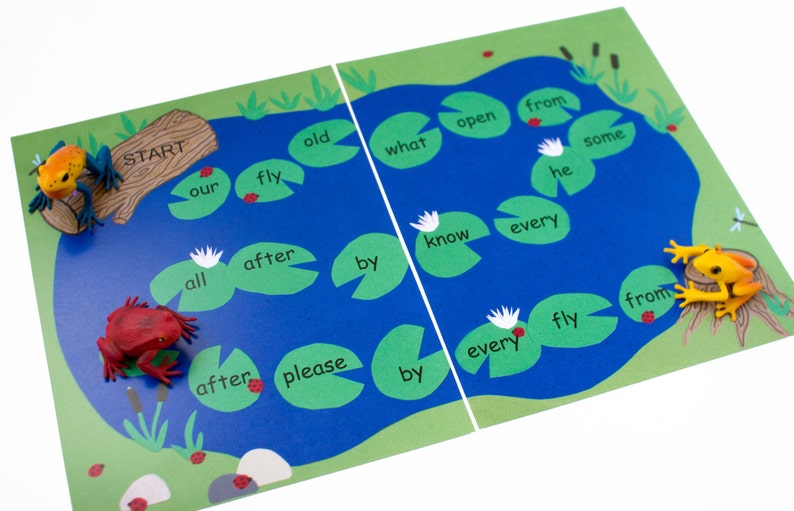 Preschool Printable Educational Game. Frog Game Board With Customizable ...
