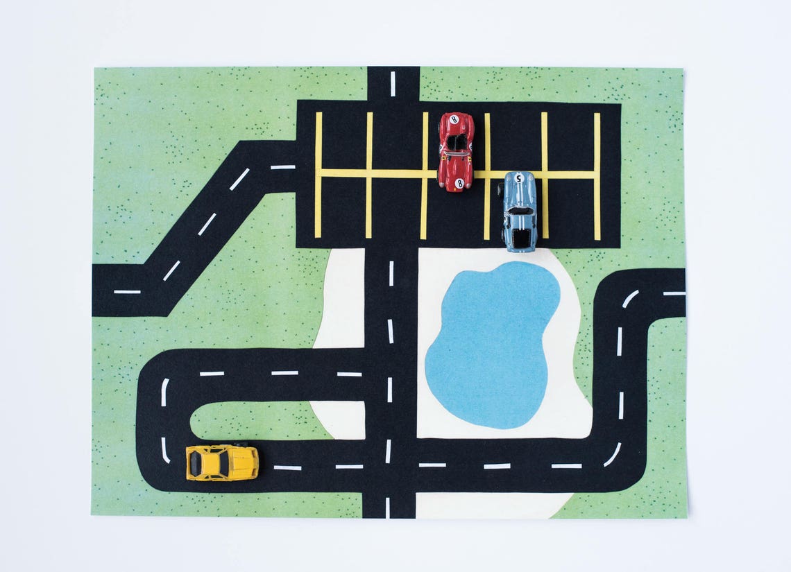 Car Printable Play Mat #3: Parking Lot Mat. for Micro Toy Cars. - Etsy