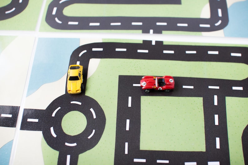 Car Play Mat for Micro toy cars. Design 1: Roundabout. | Etsy
