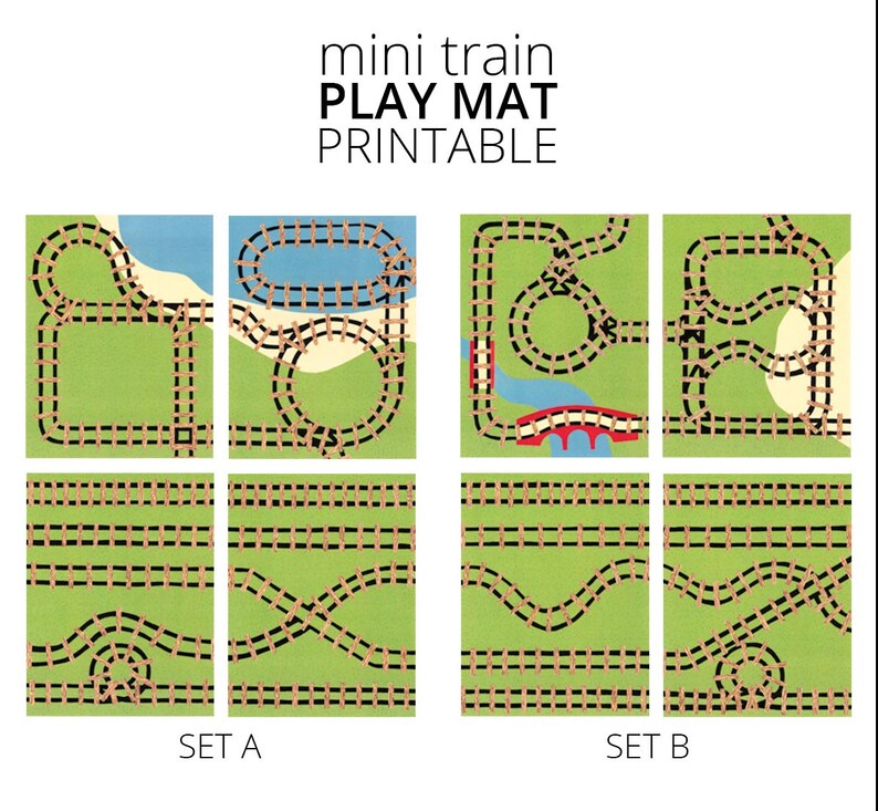 Mini Train Printable Play Mat - BUNDLE of Sets A and B. Quiet Toy and ...
