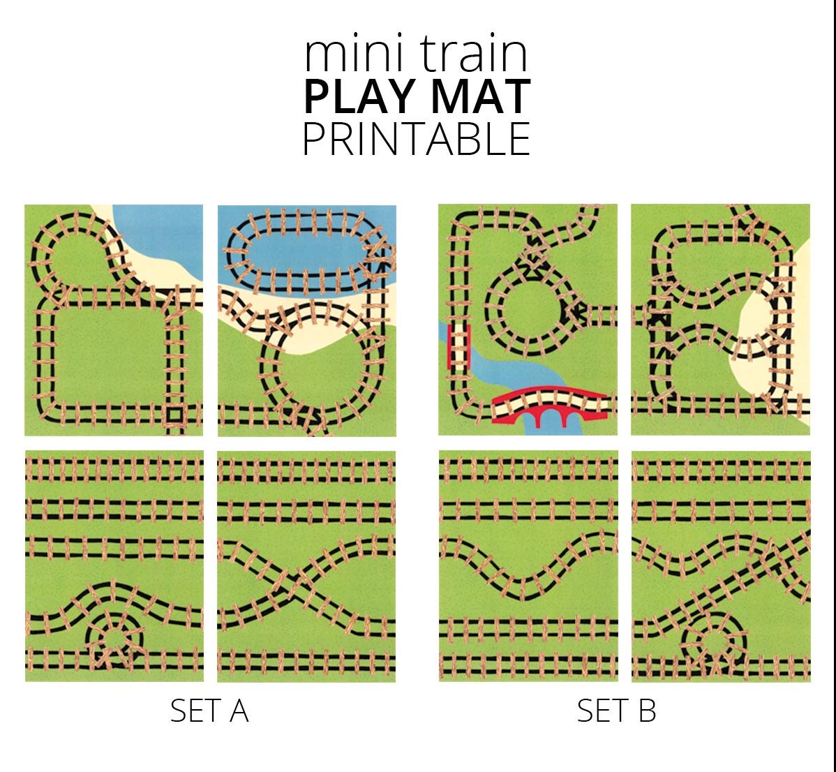 Mini Train Printable Play Mat - BUNDLE of Sets A and B. Quiet Toy and ...