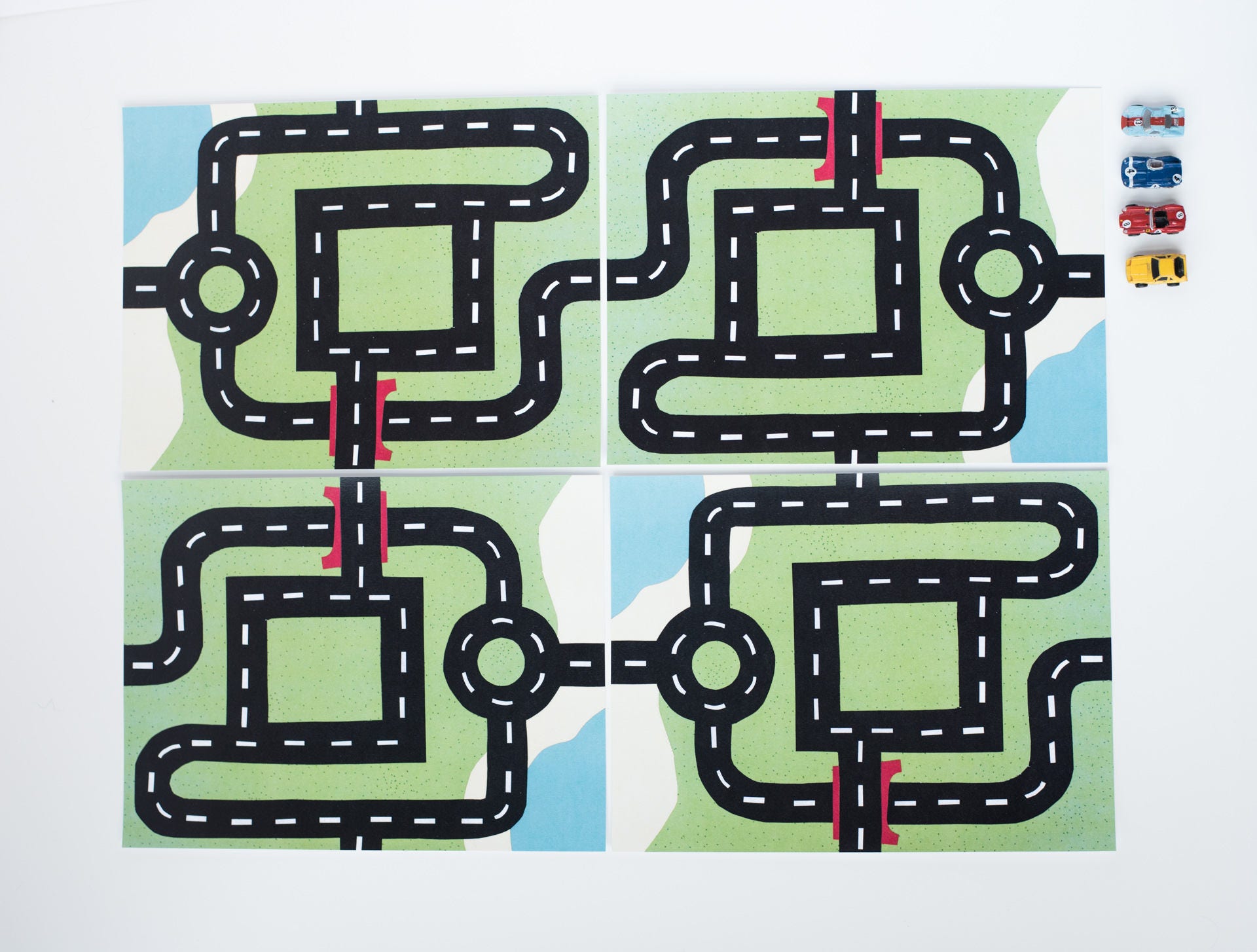 Car Play Mat for Micro Toy Cars. Design #1: Roundabout. - Etsy