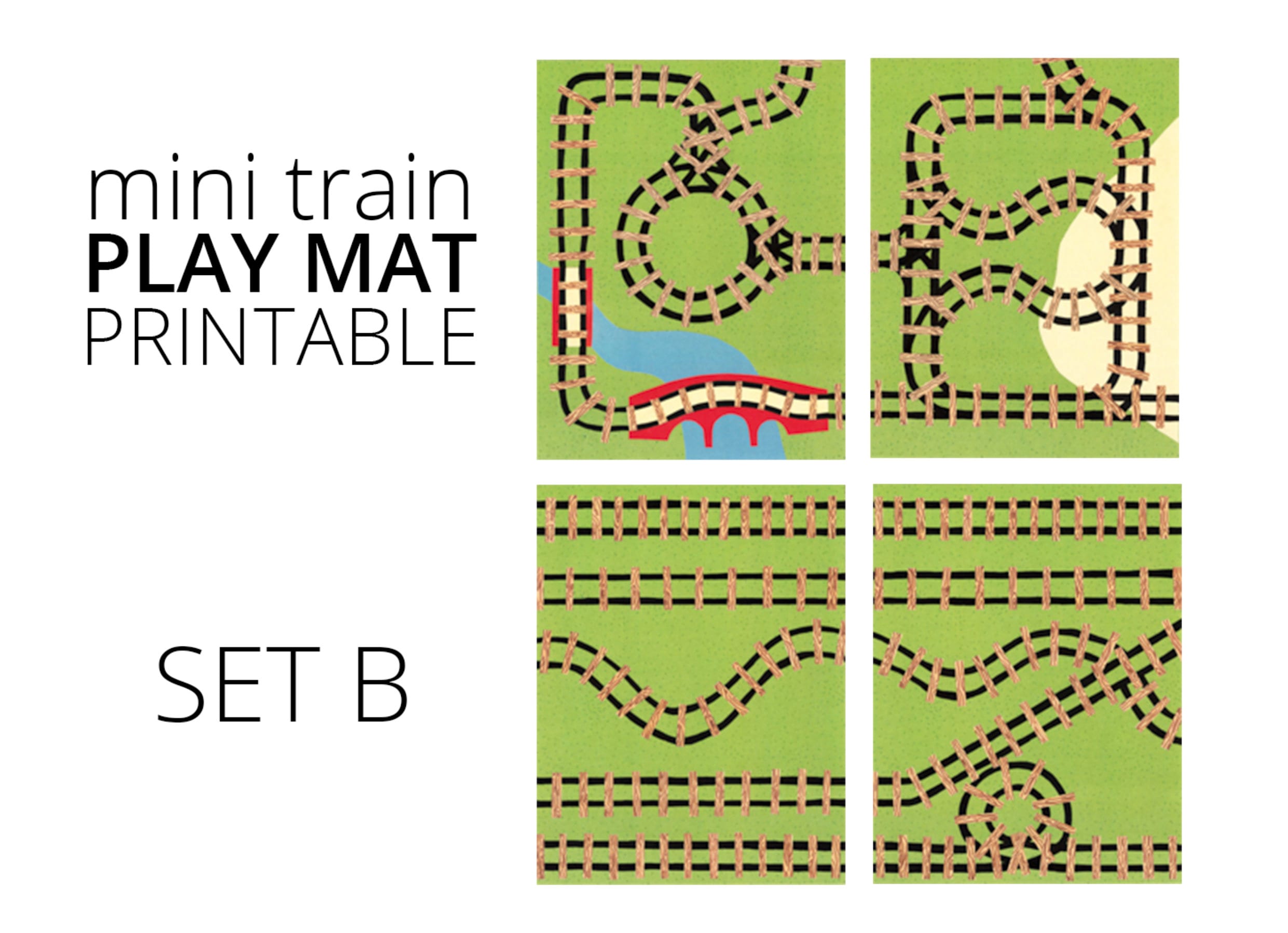 Mini Train Printable Play Mat - Set B. Train Birthday Party Favor - Etsy UK