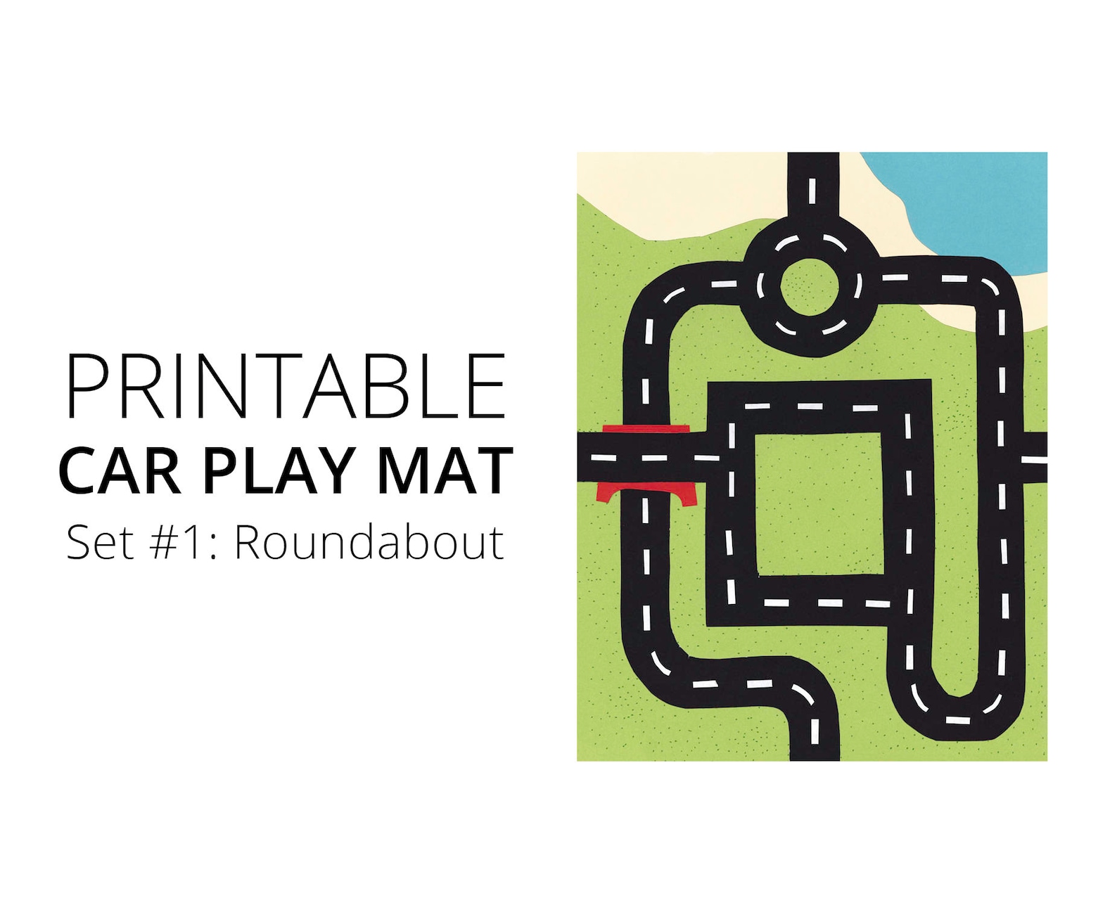 Car Play Mat for Micro toy cars. Design 1: Roundabout. | Etsy