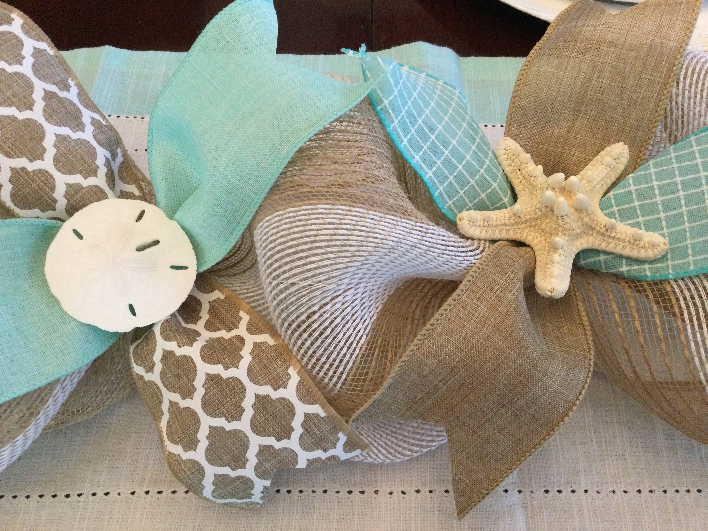 Burlap Garland With Seashells: 6' Rustic Farmhouse Coastal Decor - Etsy