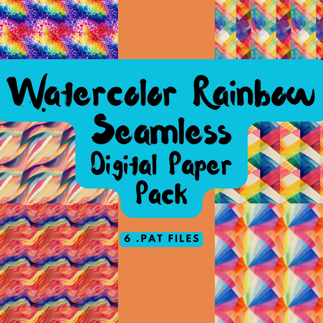 Watercolor Rainbow Digital Paper Pack - Scrapbook Paper, Seamless ...
