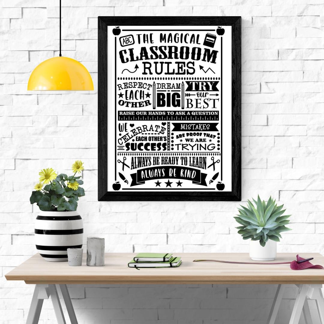 Classroom Rules Poster - Perfect Teacher Gift - Framed Teacher's Room ...