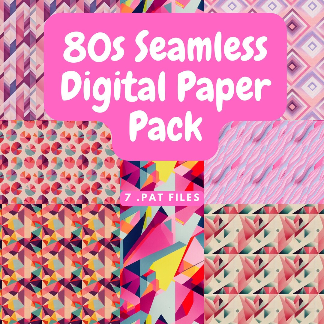 80s Pastel Digital Paper Pack - Scrapbook Paper, Seamless Pattern PNG ...