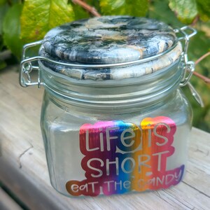 Glass Candy Jar With Locking Lid - Life is Short Eat the Candy Dish ...