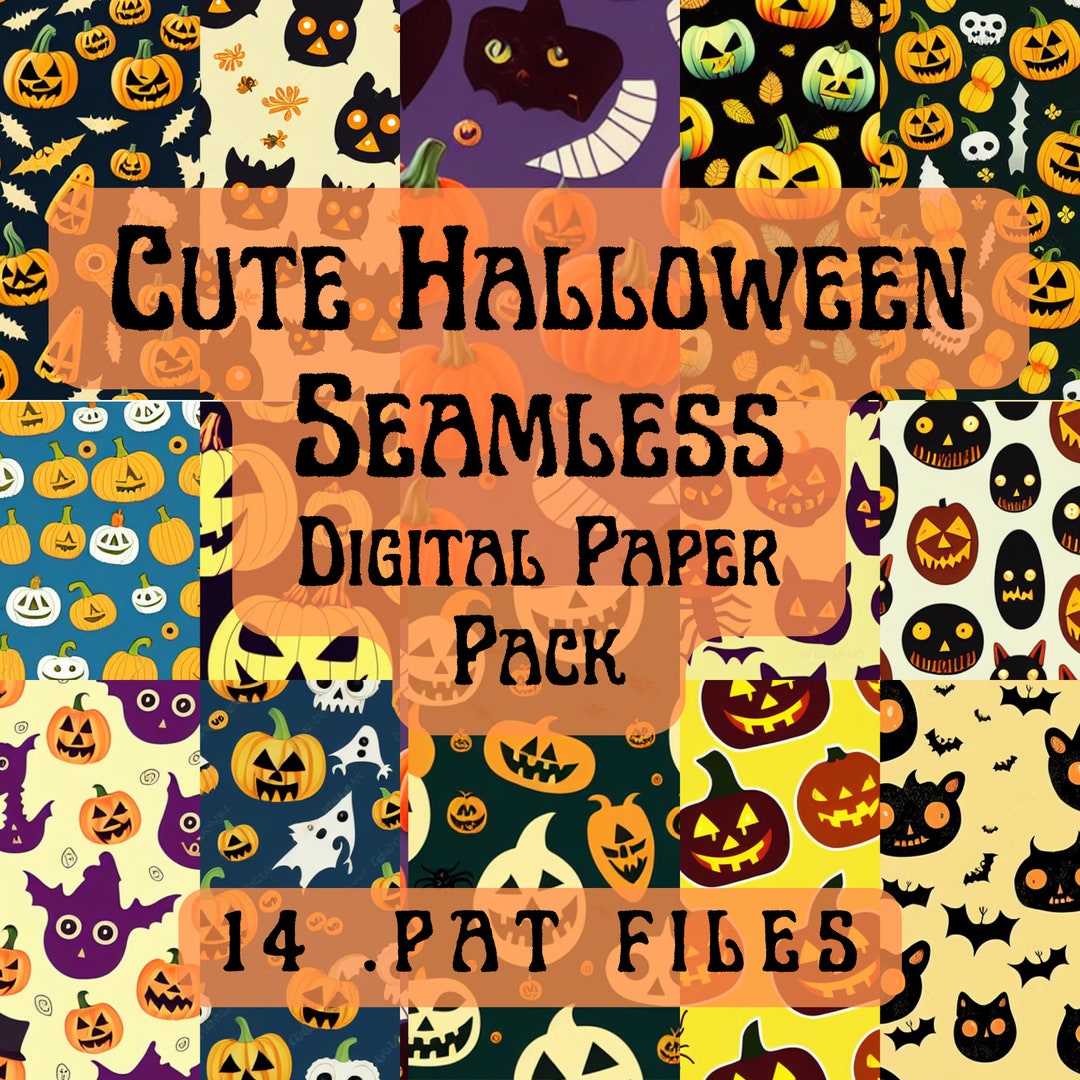 Cute Halloween Digital Paper - Scrapbook Paper, Seamless Pattern PNG ...