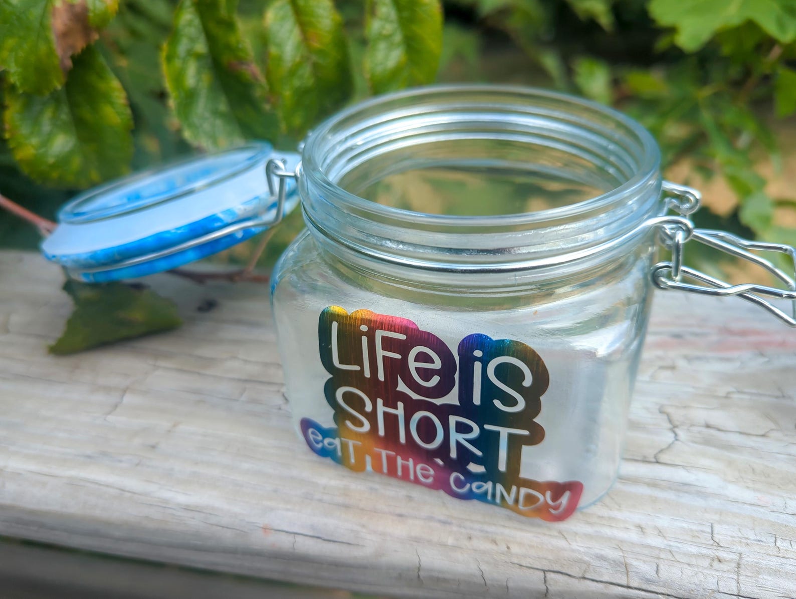 Glass Candy Jar With Locking Lid - Life is Short Eat the Candy Dish ...