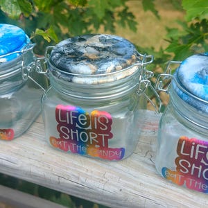Glass Candy Jar With Locking Lid - Life is Short Eat the Candy Dish ...