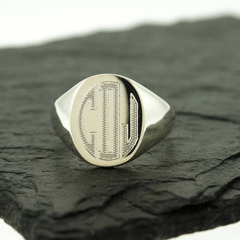 Sterling Monogram Ring - Etsy