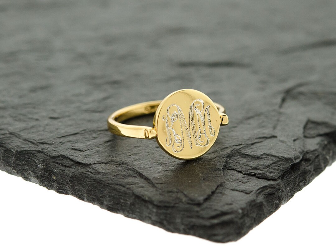 925 Sterling Silver Monogram Flip Ring, Two Sided Ring, Double Side ...