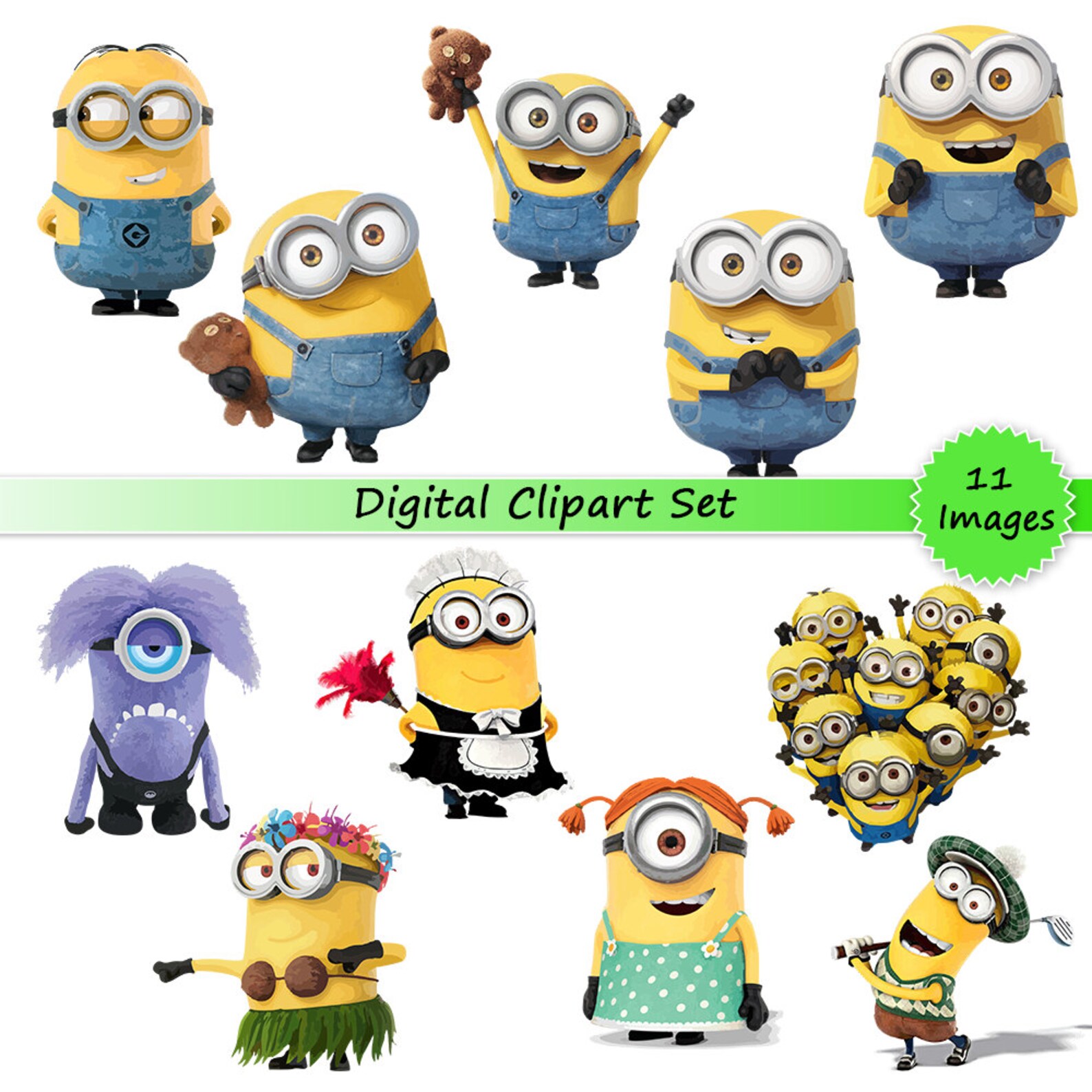 Minion DIGITAL CLIPART Set // instant download vector graphics | Etsy