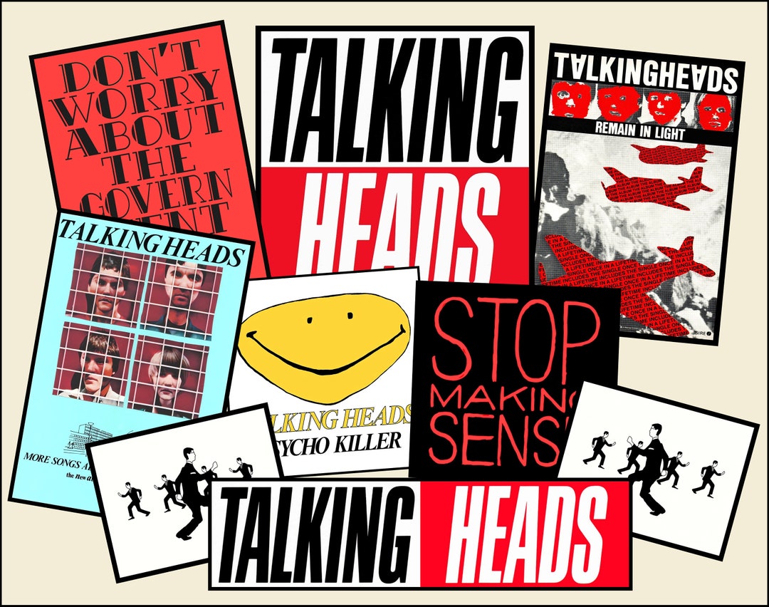 Talking Heads - 9 Large Glossy Vinyl Promo Stickers, Punk Rock ...