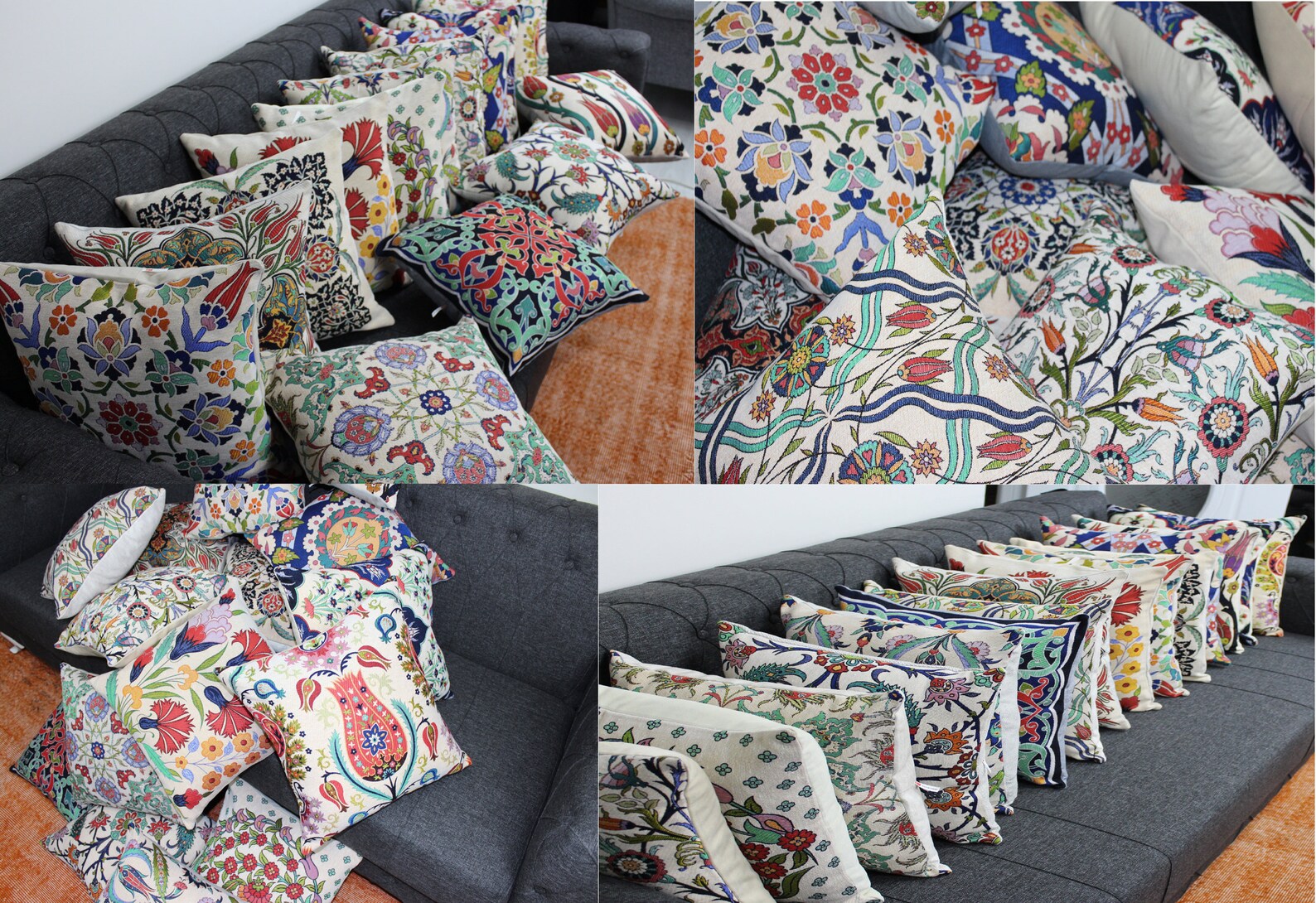 17x17 Tapestry Pillow Cases Ottoman Pillow Turkish Pillows - Etsy