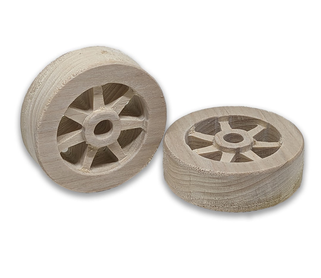 7 Spoke Wooden Wheels set of 2, Multiple Sizes, Inset Spokes, 3/4 Inch ...