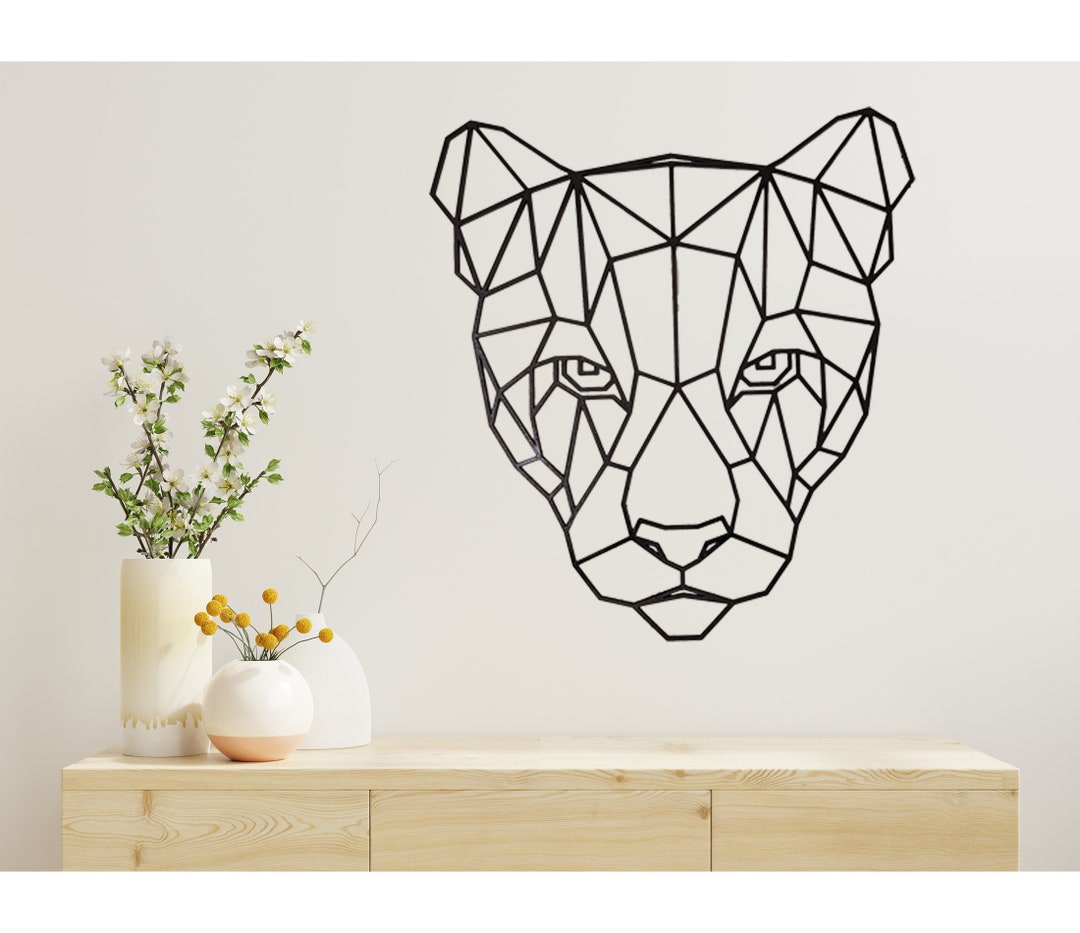 Geometric Panther Head, 3/16 Inch Thick, Gloss Black, Modern Eco ...