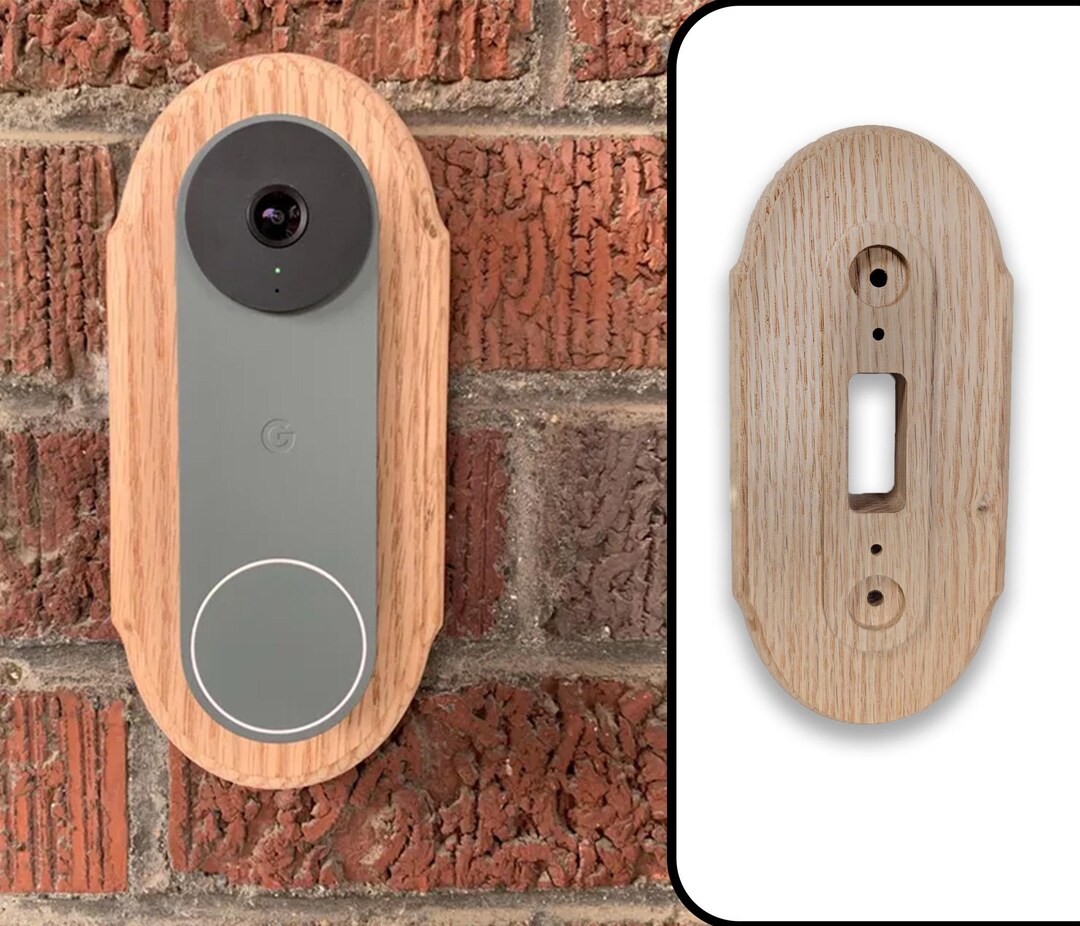 Red Oak Doorbell Backplate for Google Nest Wired – Wood Mounting Plaque ...
