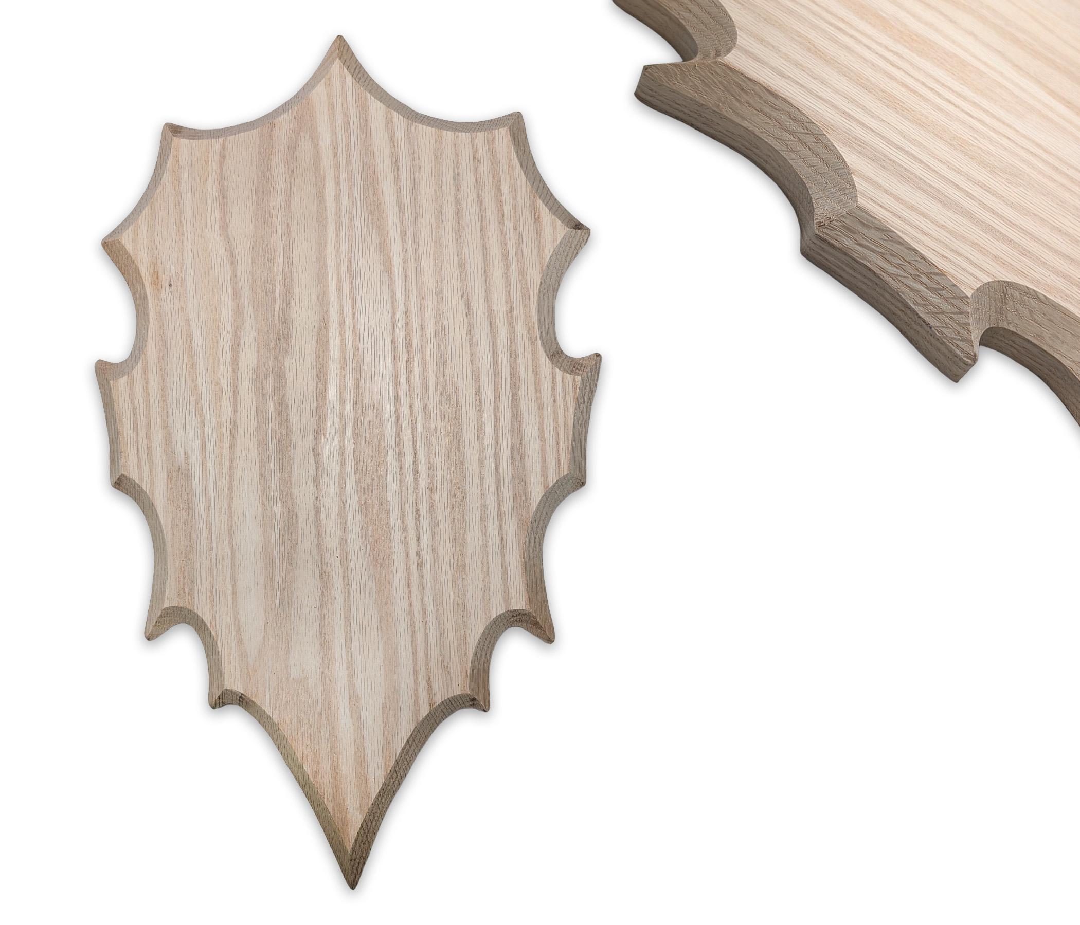Solid Red Oak Shield Plaque With Jagged Edge & 7″-39″ Heights, Keyhole ...