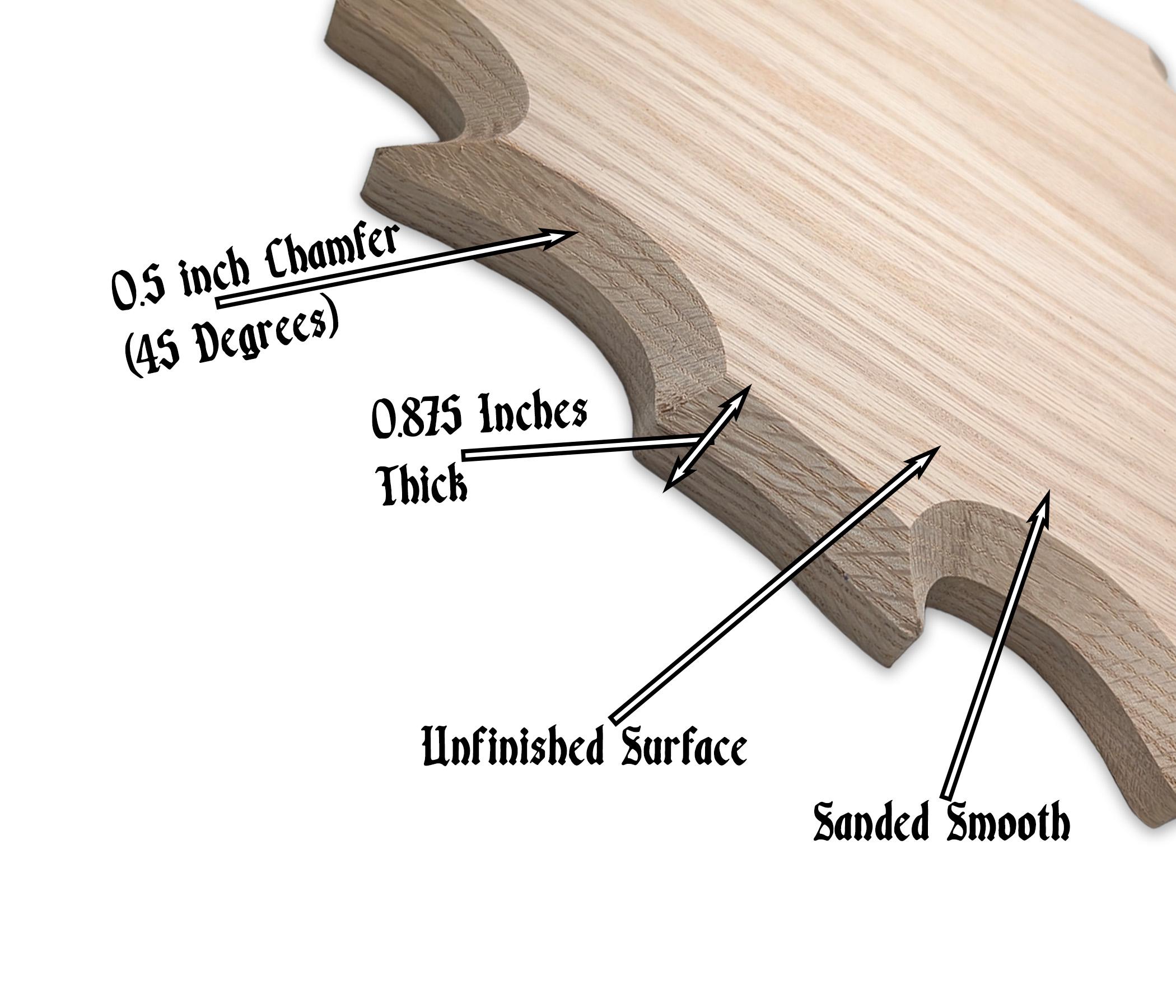 Solid Red Oak Shield Plaque With Jagged Edge & 7″-39″ Heights, Keyhole ...