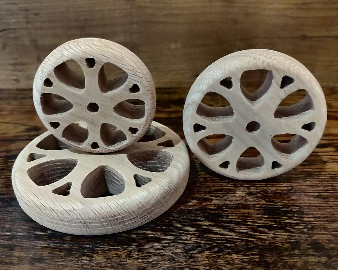 Oak Curved Spoke Wheels pair of 2 Strong Wheels Solid Wood | Etsy