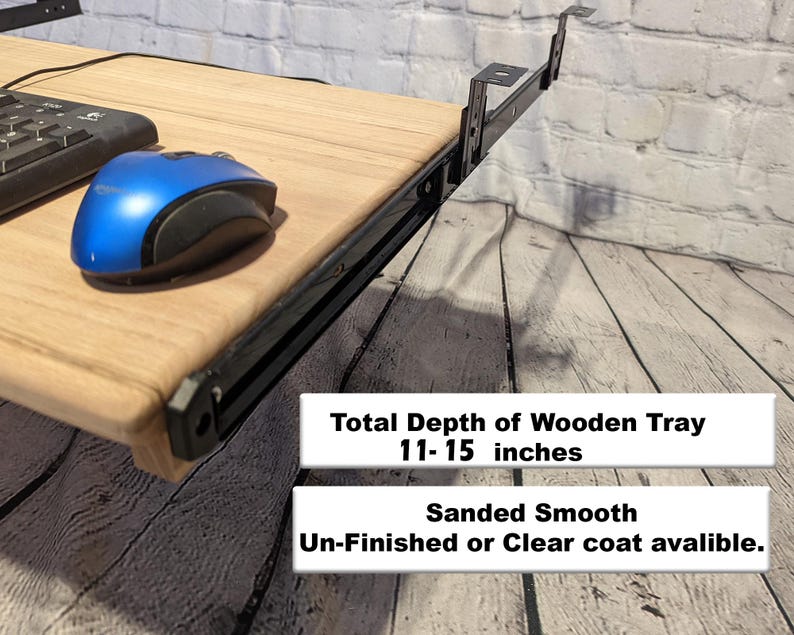 Oak Keyboard Tray (satin Clear Coat), Custom Wooden Keyboard Tray Slide ...