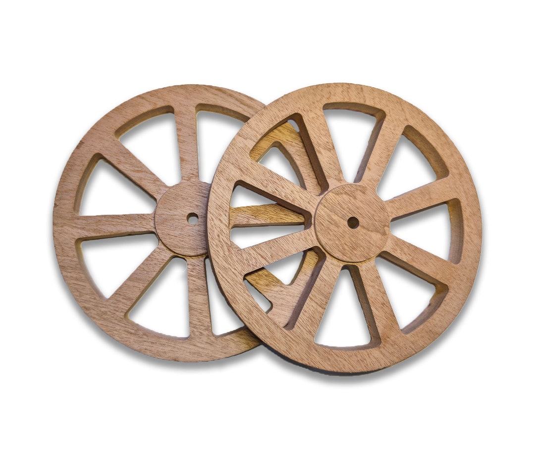 African Mahogany 8 Spoke 0.5 in Thick Wooden Craft Wheels (set of 2) - Etsy