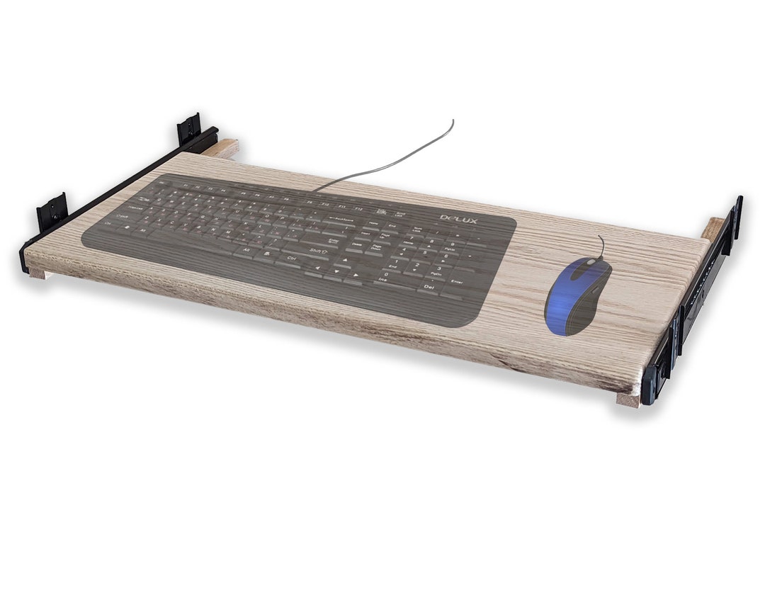 Red Oak Keyboard Tray: Under Desk Wooden Keyboard Slide (11 Inch Deep ...