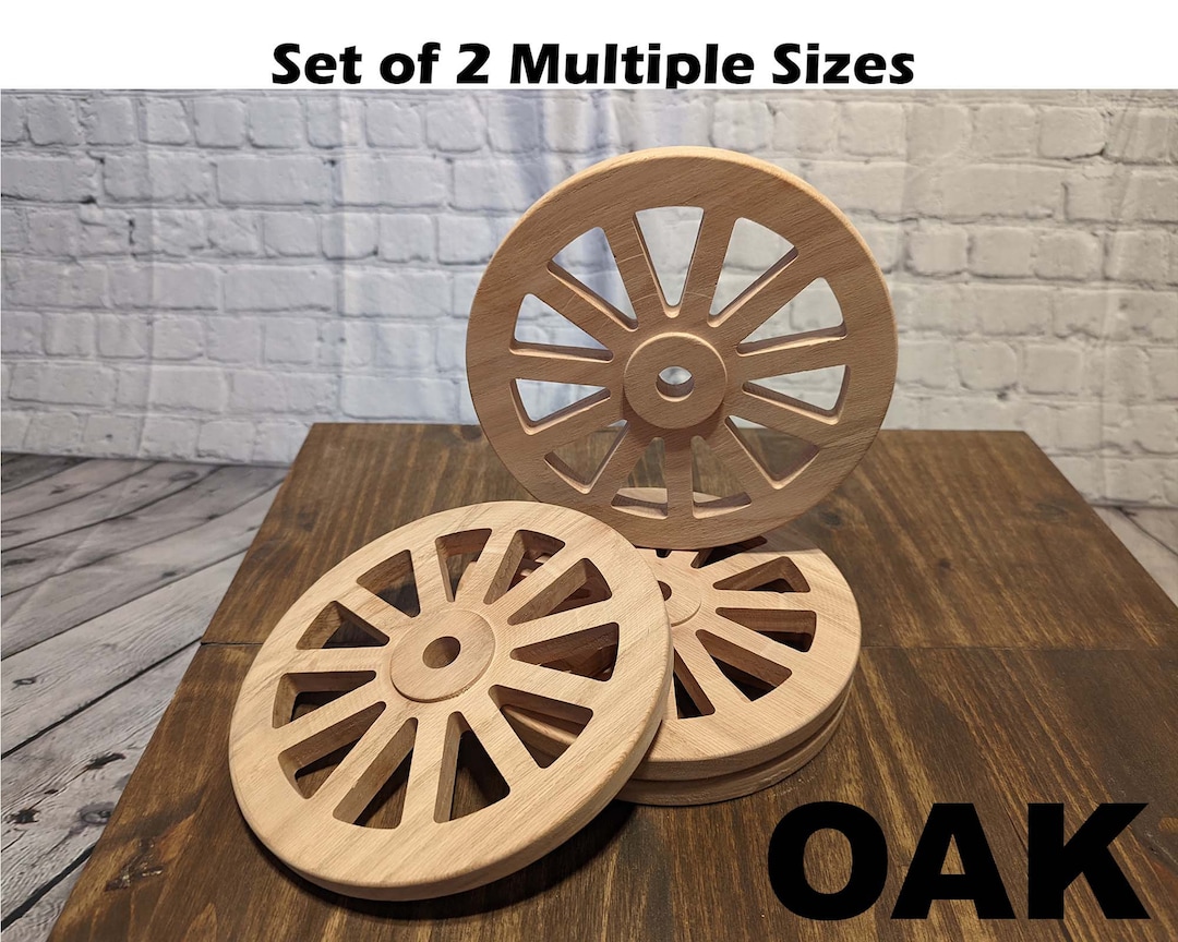 Solid Oak Hobby Wheels (set of 2): 11 Spoke Design - Etsy