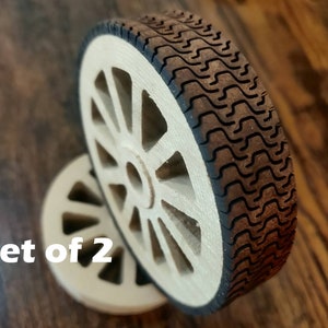 Wooden Wheels With Tread (set of 2) - Model Car Wheels, Craft Supplies ...