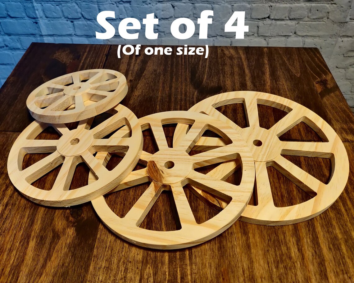 Pine Wooden Wagon Wheels (set of 4): Craft & Model Wheels - Etsy