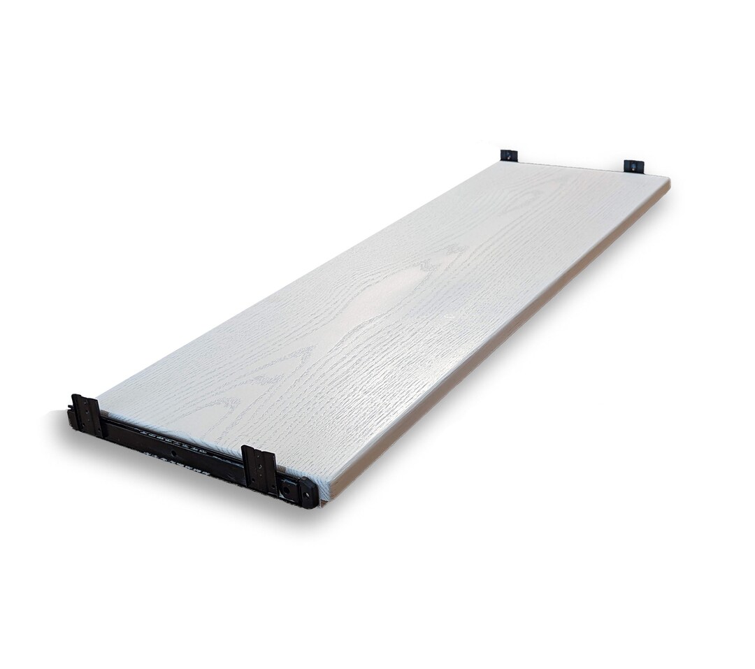 White Hardwood Keyboard Tray With Wood Grain Pattern, Wooden Keyboard ...