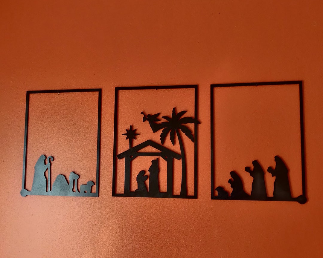 Nativity Silhouette Frame Art, Nativity Wall Art, Minimalist Nativity ...