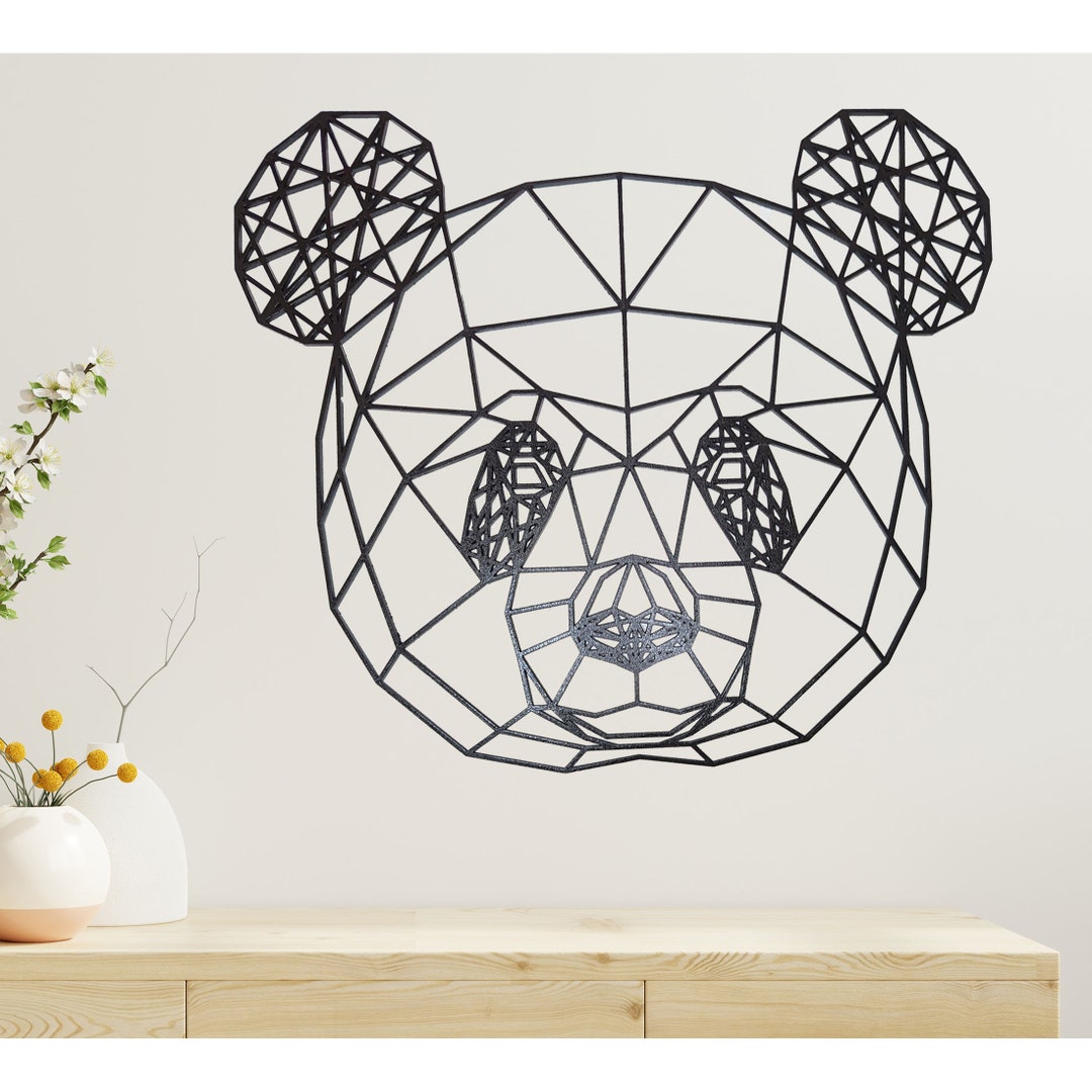 Geometric Panda Head, 3/16 Inch Thick, Gloss Black, 17.5 X 15. 375 Inch ...