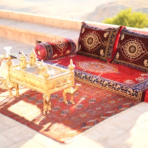 AFGHAN Royal RED Oriental Seating - Majlis - Toshak - Badesht - Silky ...