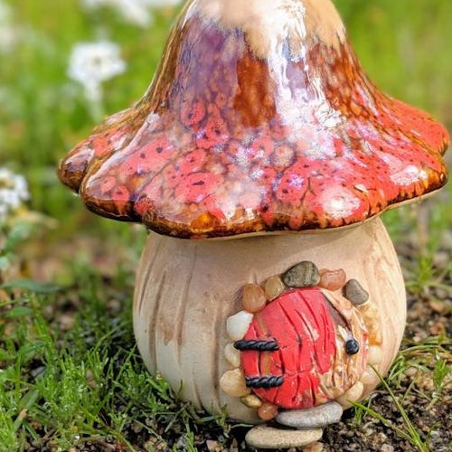 Ceramic MUSHROOM House Fairy House Bank Ceramic Fairy Home - Etsy