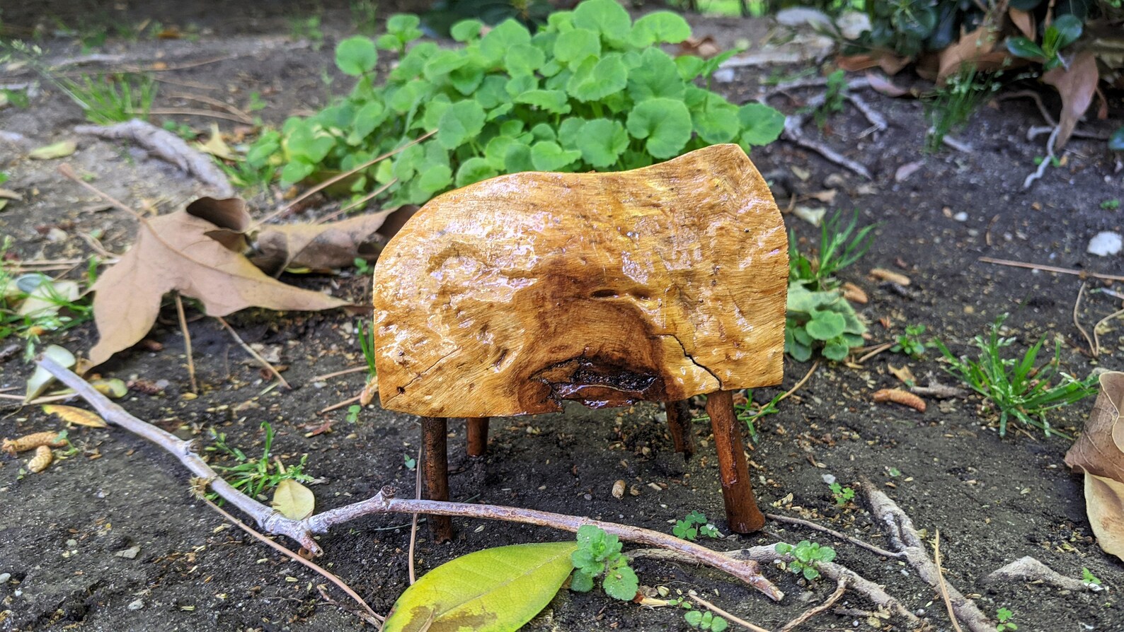 Outdoor Fairy Garden Bench With Live Edge Gnome Bench - Etsy