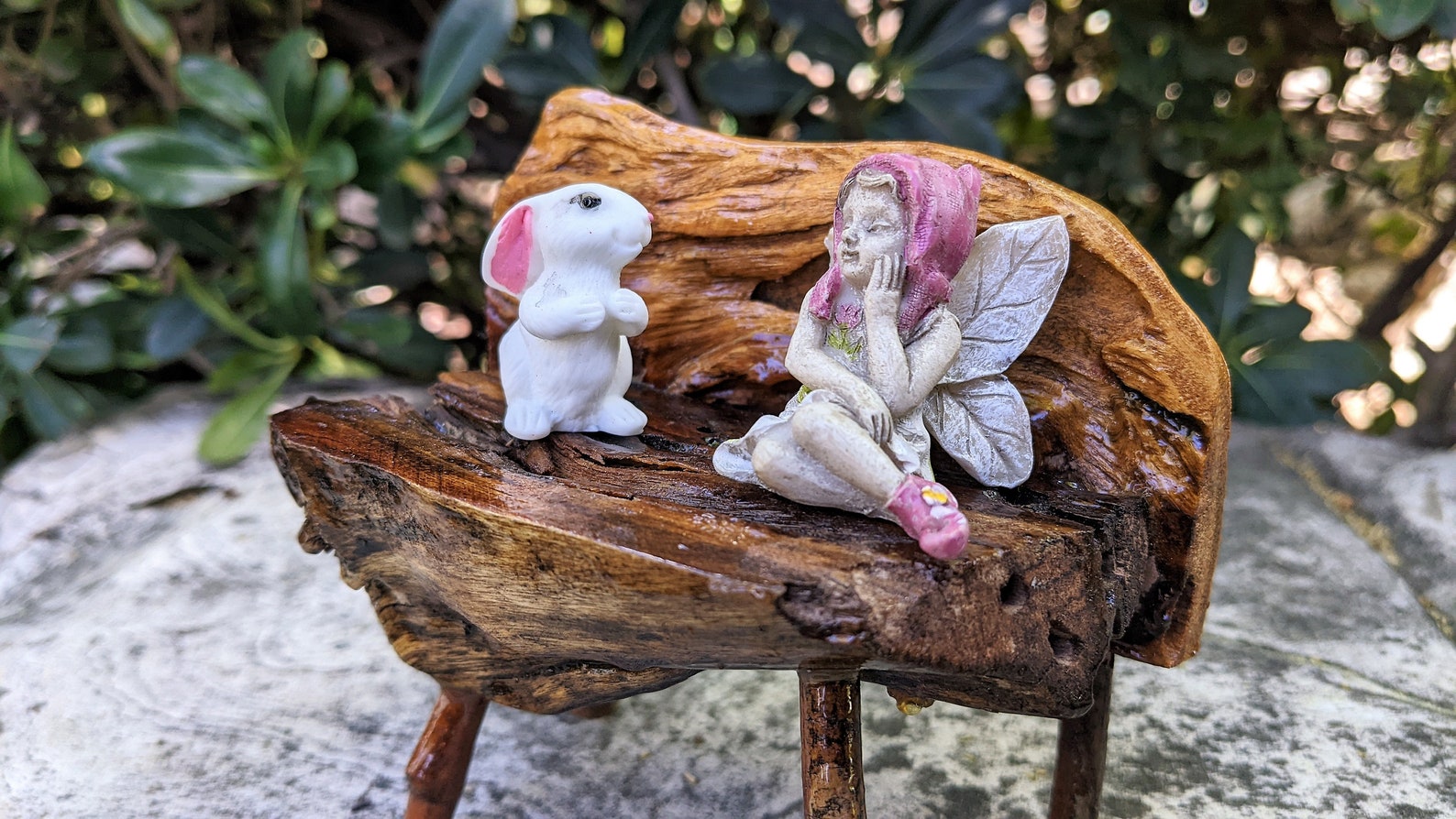 Outdoor Fairy Garden Bench With Live Edge Gnome Bench - Etsy