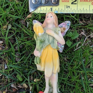 Standing Yellow Flower Fairy Miniature Outdoor Fairy - Etsy