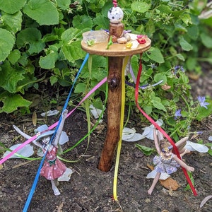 Maypole for Fairy Gardens, Natural Wooden Bubble Wand, Woodland Fairy ...