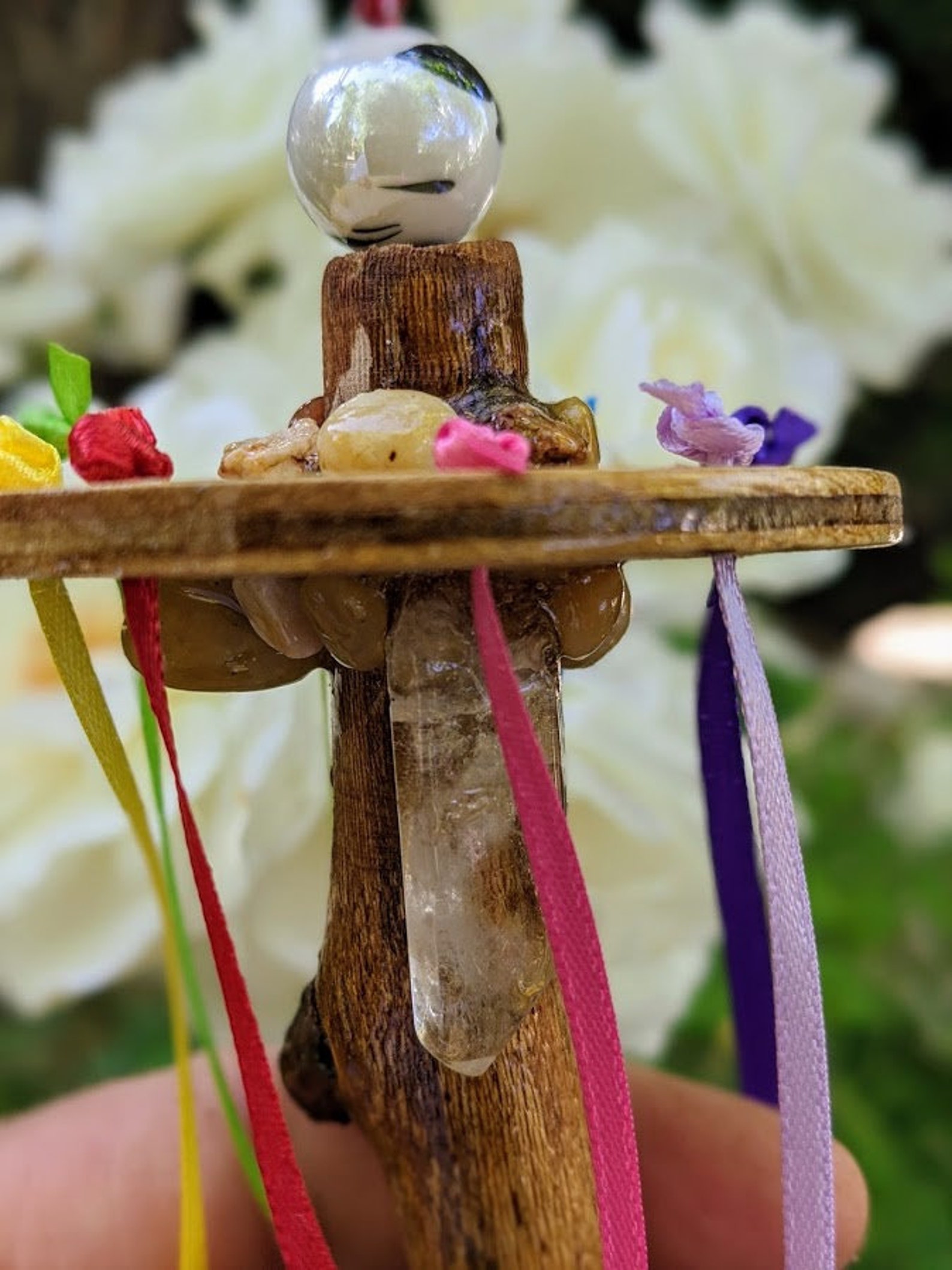 Maypole for Fairy Gardens, Natural Wooden Bubble Wand, Woodland Fairy ...