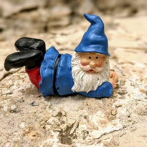 Gnome Figurine Laying Down, Resin Gnome for Miniature Gardens, Resting ...