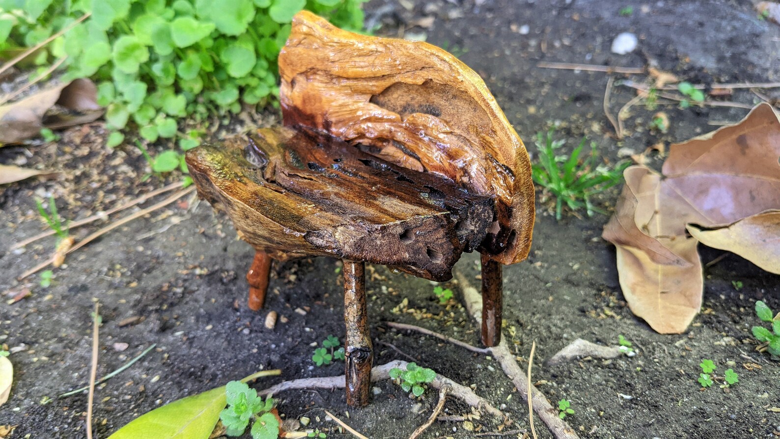 Outdoor Fairy Garden Bench With Live Edge Gnome Bench - Etsy