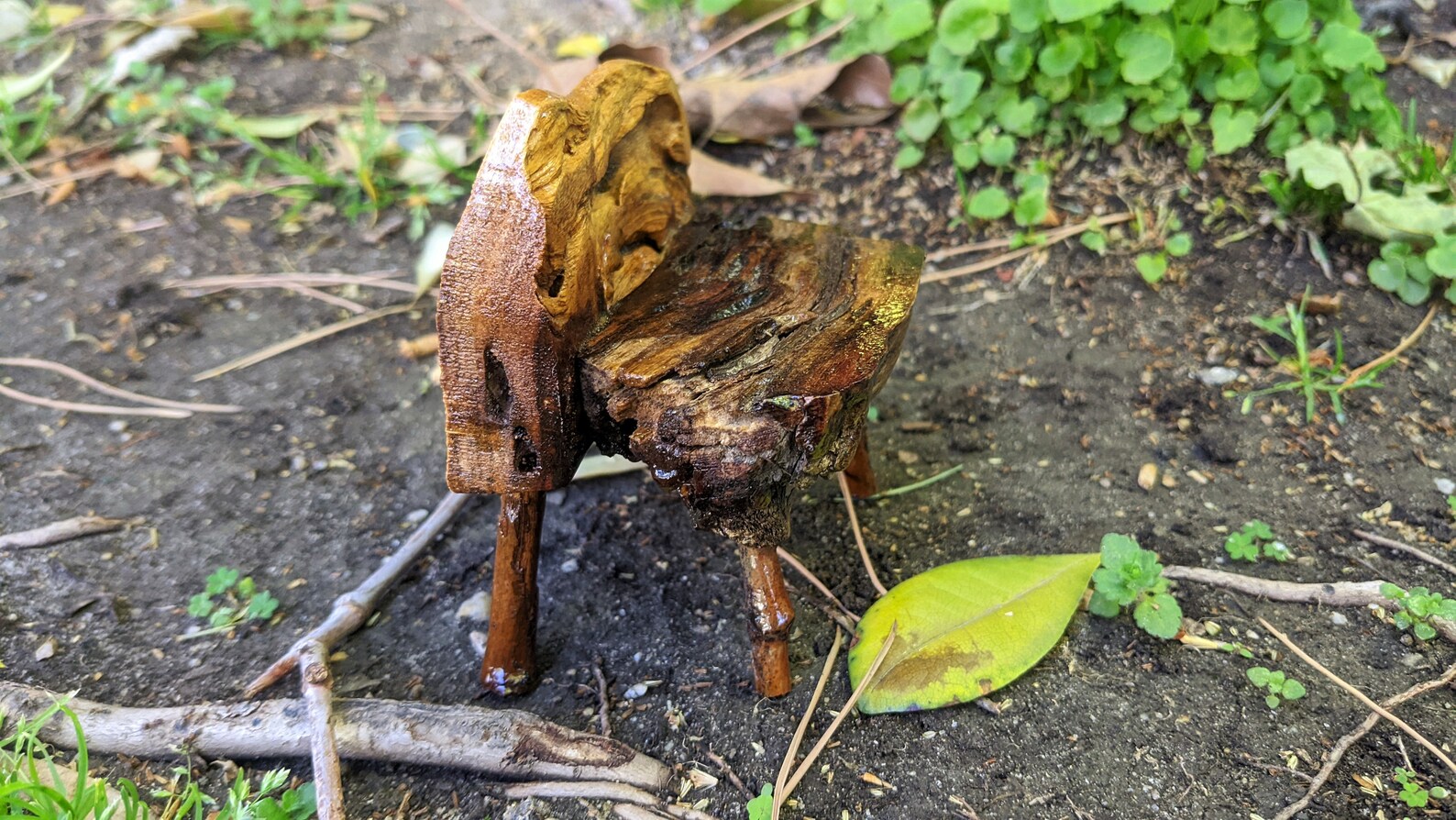 Outdoor Fairy Garden Bench With Live Edge Gnome Bench - Etsy