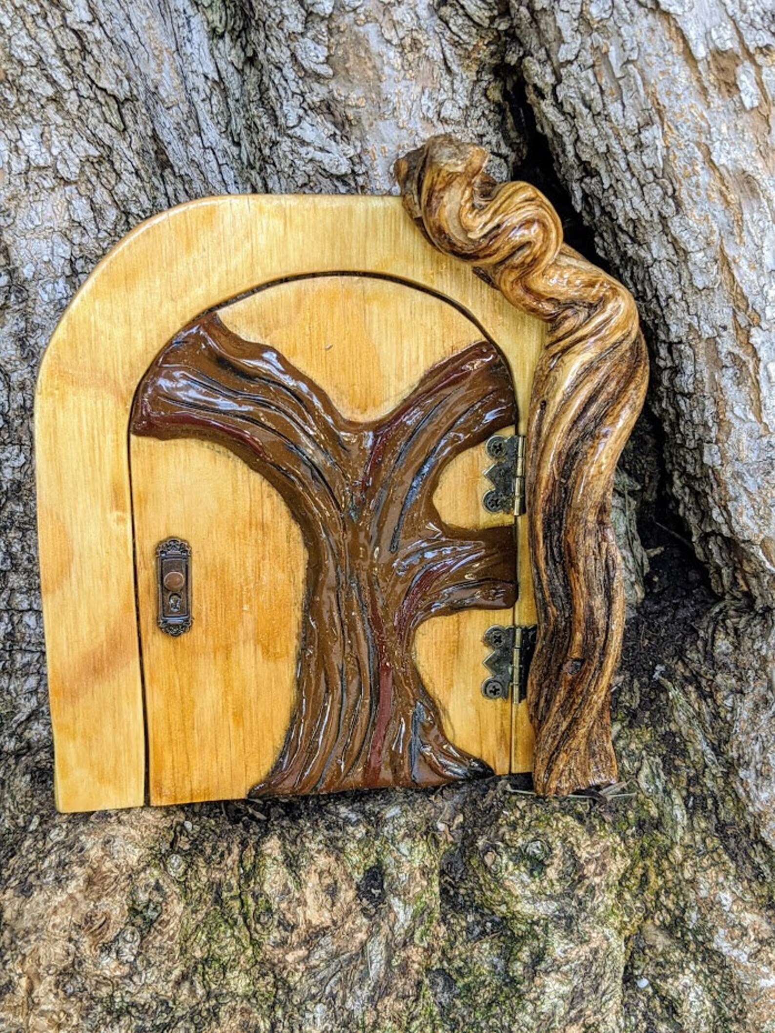 Fairy Tree Door Opening Wood Fairy Door With Tree Twisted - Etsy