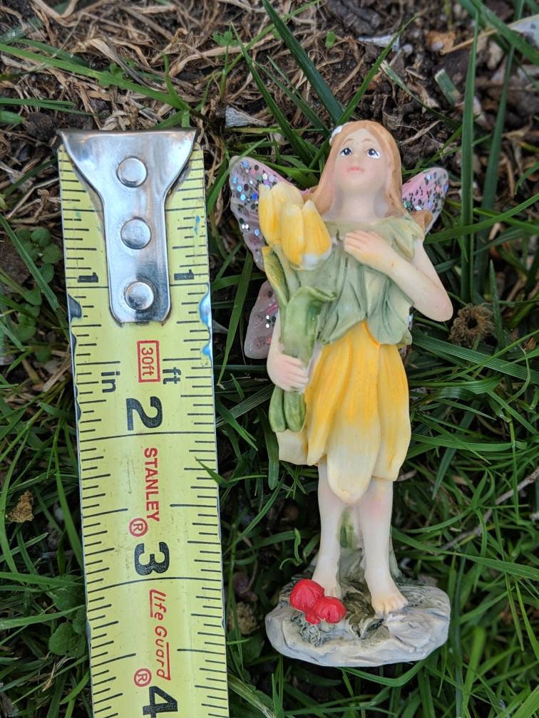 Standing Yellow Flower Fairy Miniature Outdoor Fairy | Etsy